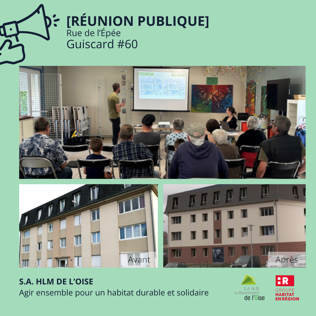 [ 🗣 RÉUNION INFOS TRAVAUX #Guiscard ] | S.A HLM du département de l'Oise